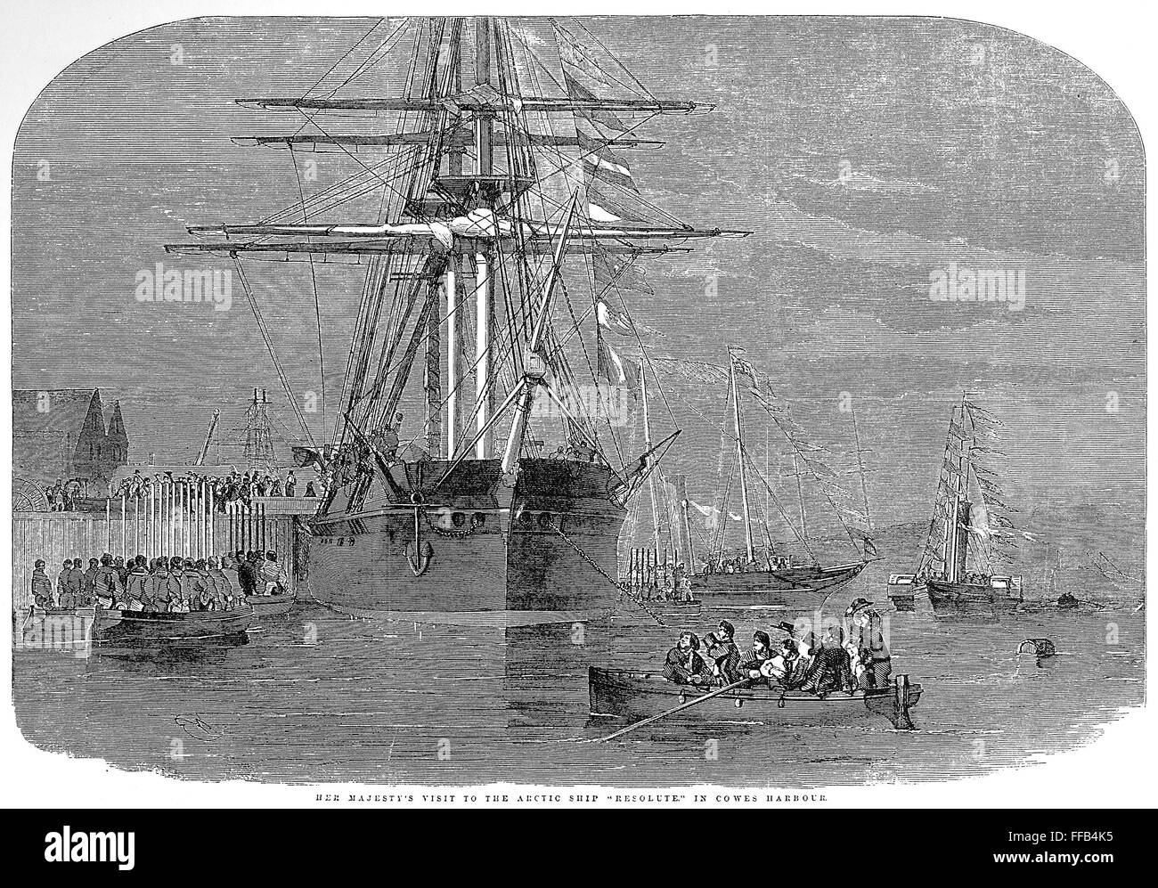 HMS 'RESOLUTE,' 1856. /nQueen Victoria inspecting the Arctic ...