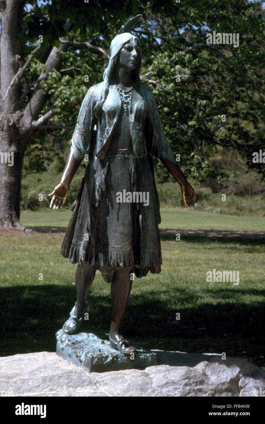 POCAHONTAS (1595?-1617). /nNative American princess. Bronze statue by ...