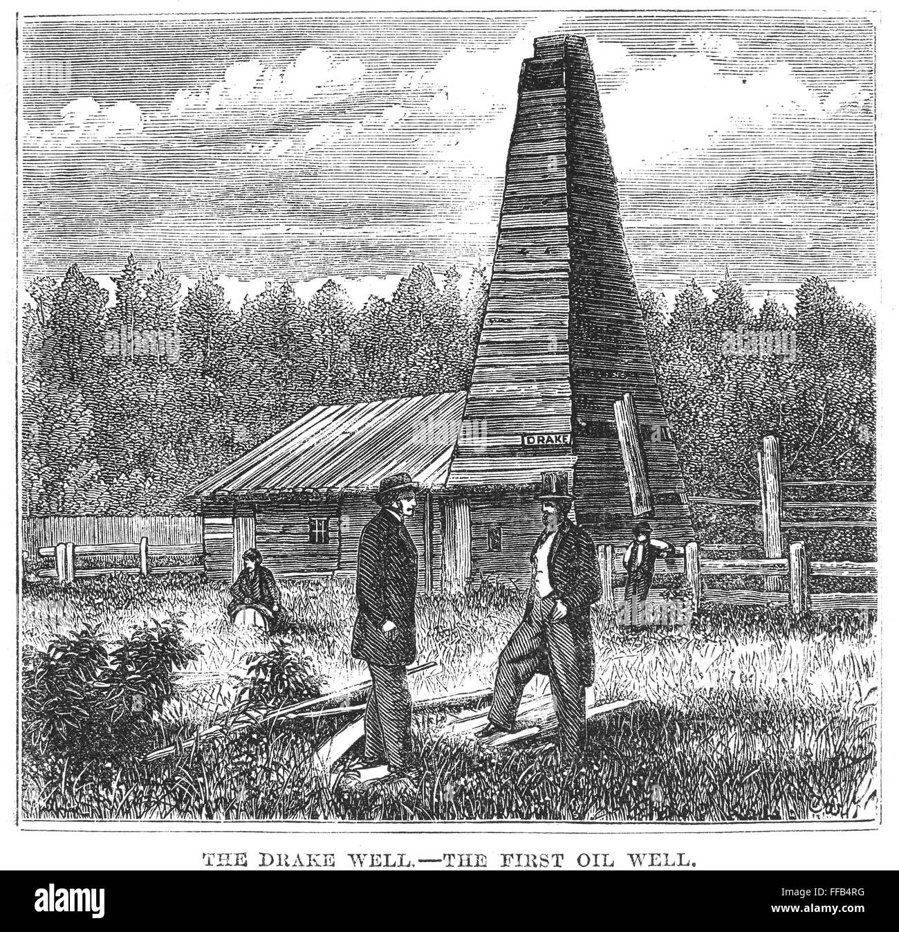 AMERICAN OIL WELL, 1859. /n'The Drake well, the first oil well.' The ...