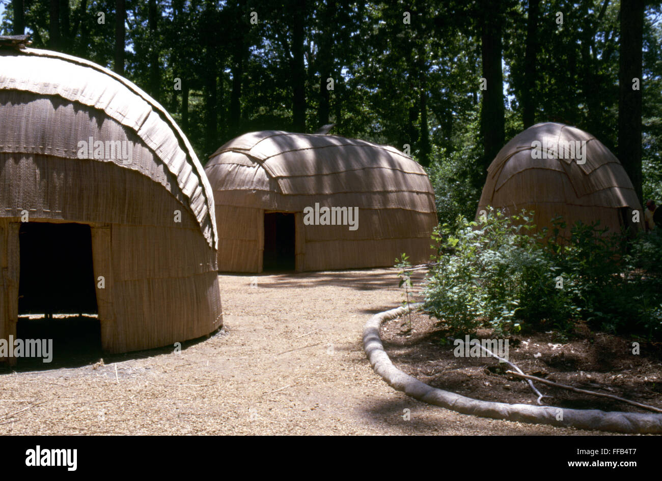 POWHATAN INDIAN VILLAGE. /nReplicas of longhouses in a Native American ...