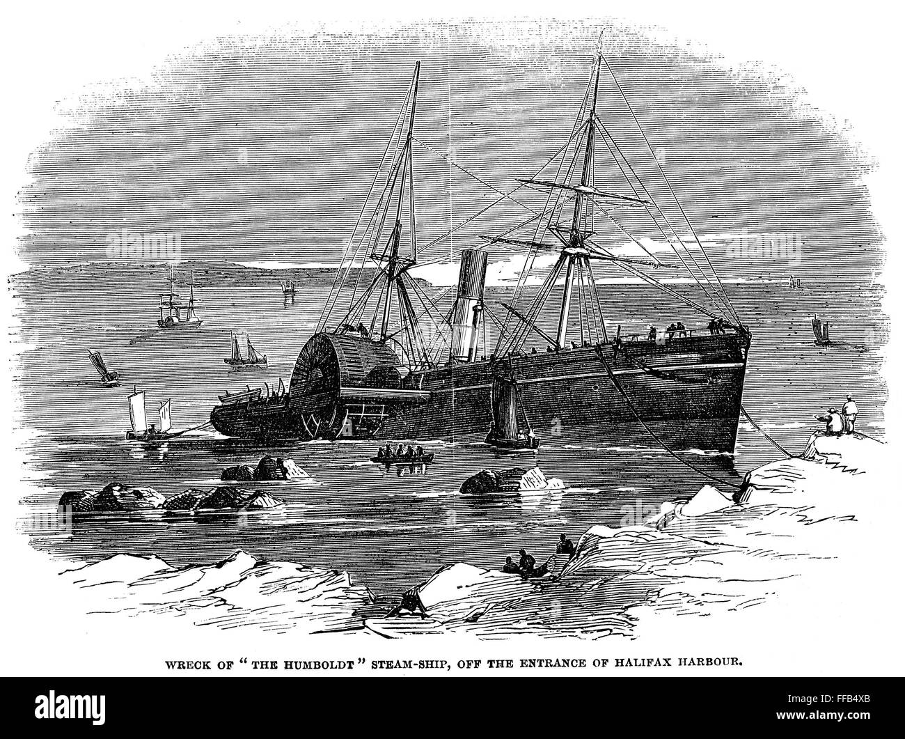 STEAMSHIP: WRECK, 1853. /nWreck of the 'Humboldt' steamship, off the ...