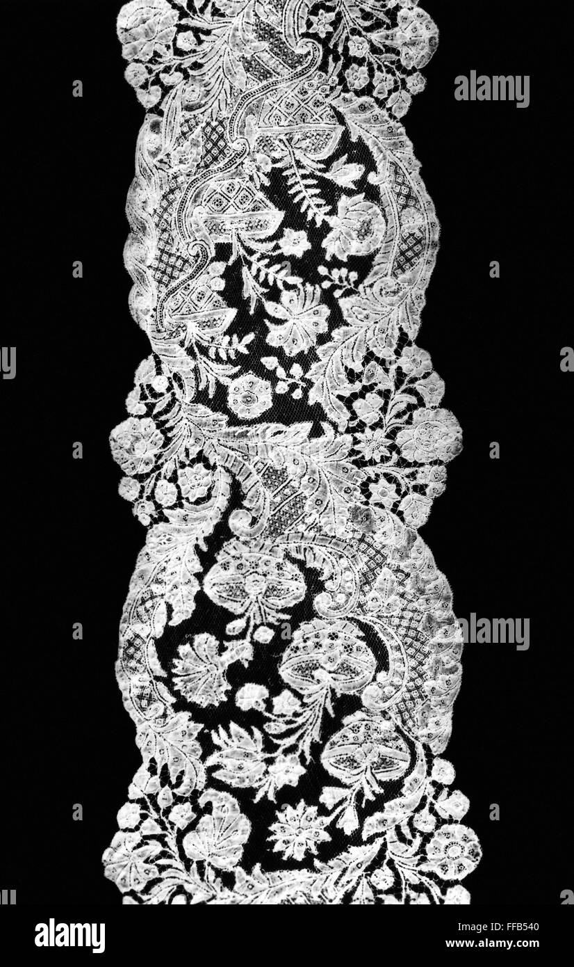 LACE LAPPET, 18th CENTURY. /nDetail of Brussels bobbin lace lappet ...