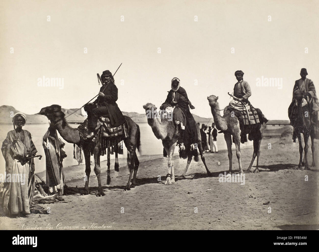 CAMEL CARAVAN, c1900. /nA camel caravan at El Qantara, Egypt, on the ...