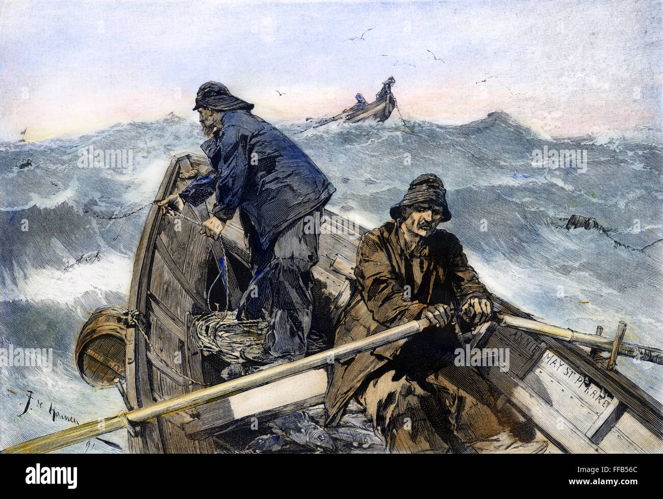 COD FISHING, 1891. /nFishing for cod on the Grand Banks off the coast ...