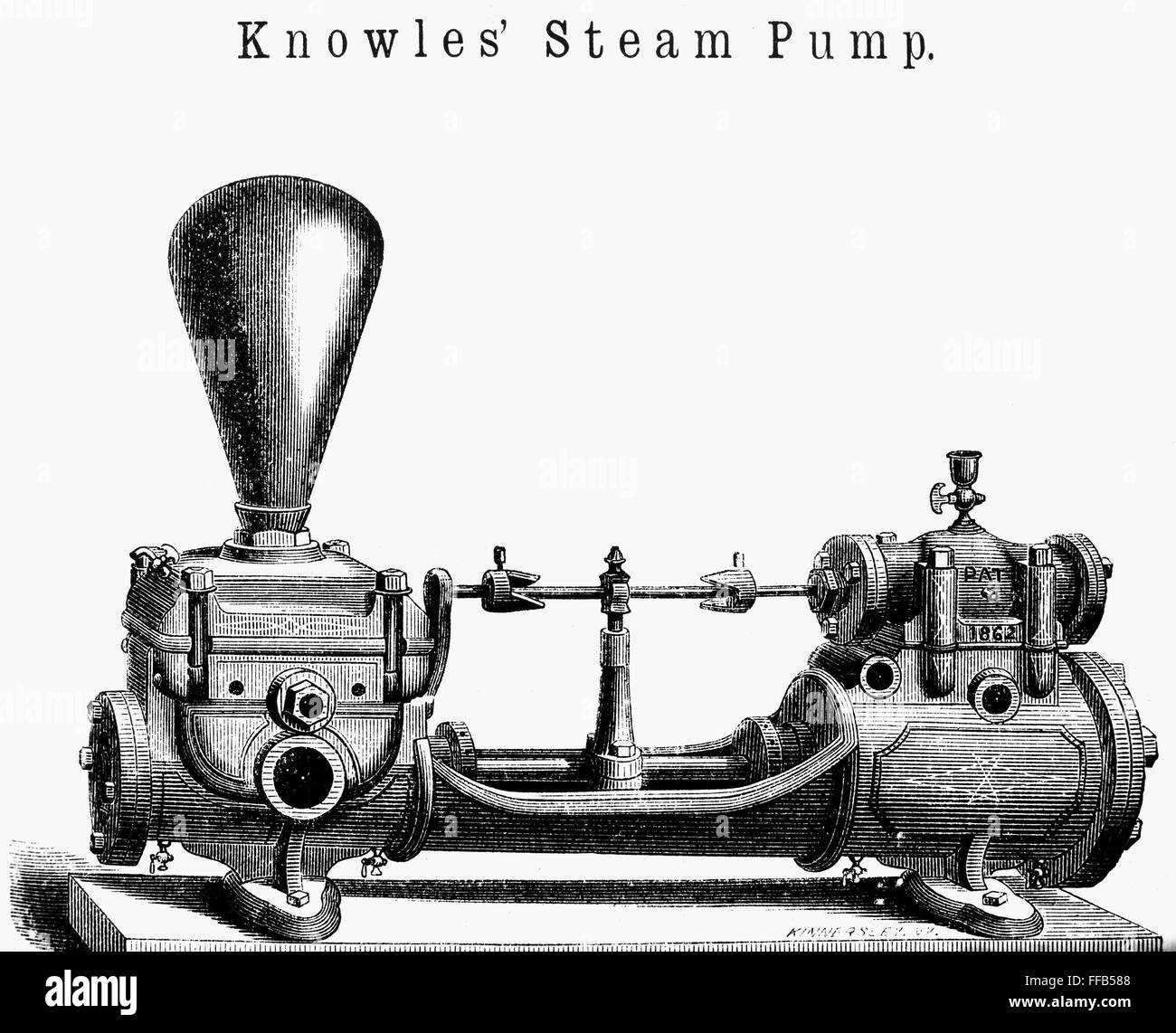 KNOWLES' STEAM PUMP, 1863. /nAn early model of Lucius James Knowles ...