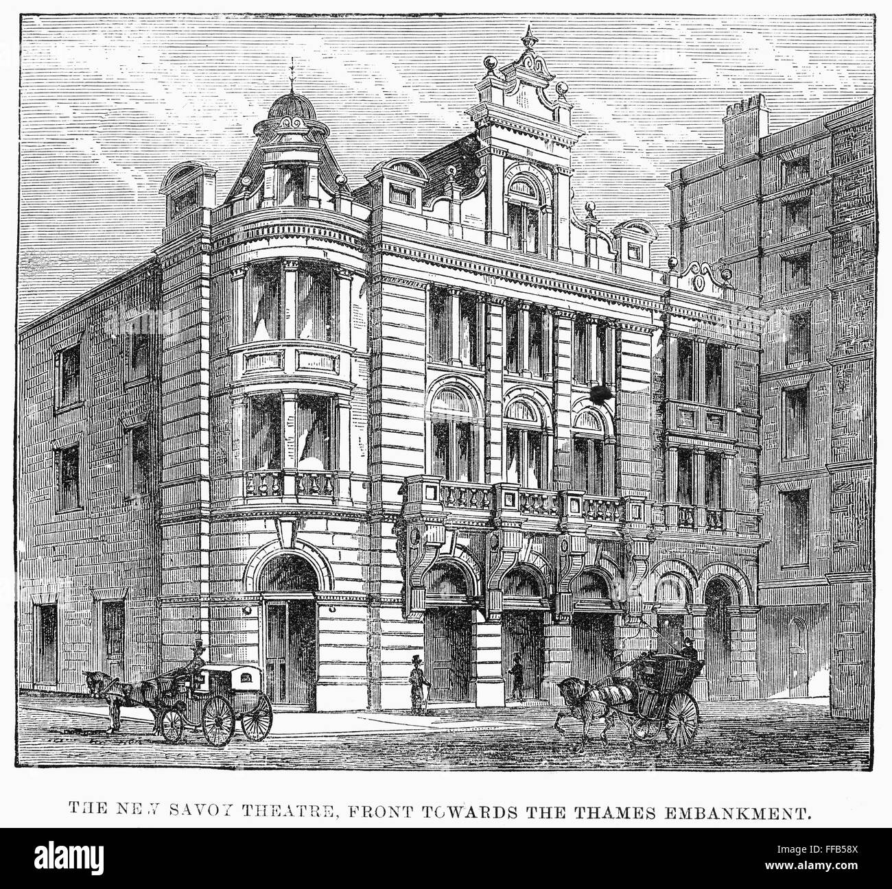 SAVOY THEATRE, 1881. /nThe Savoy Theatre, London, England, 1881. Line ...
