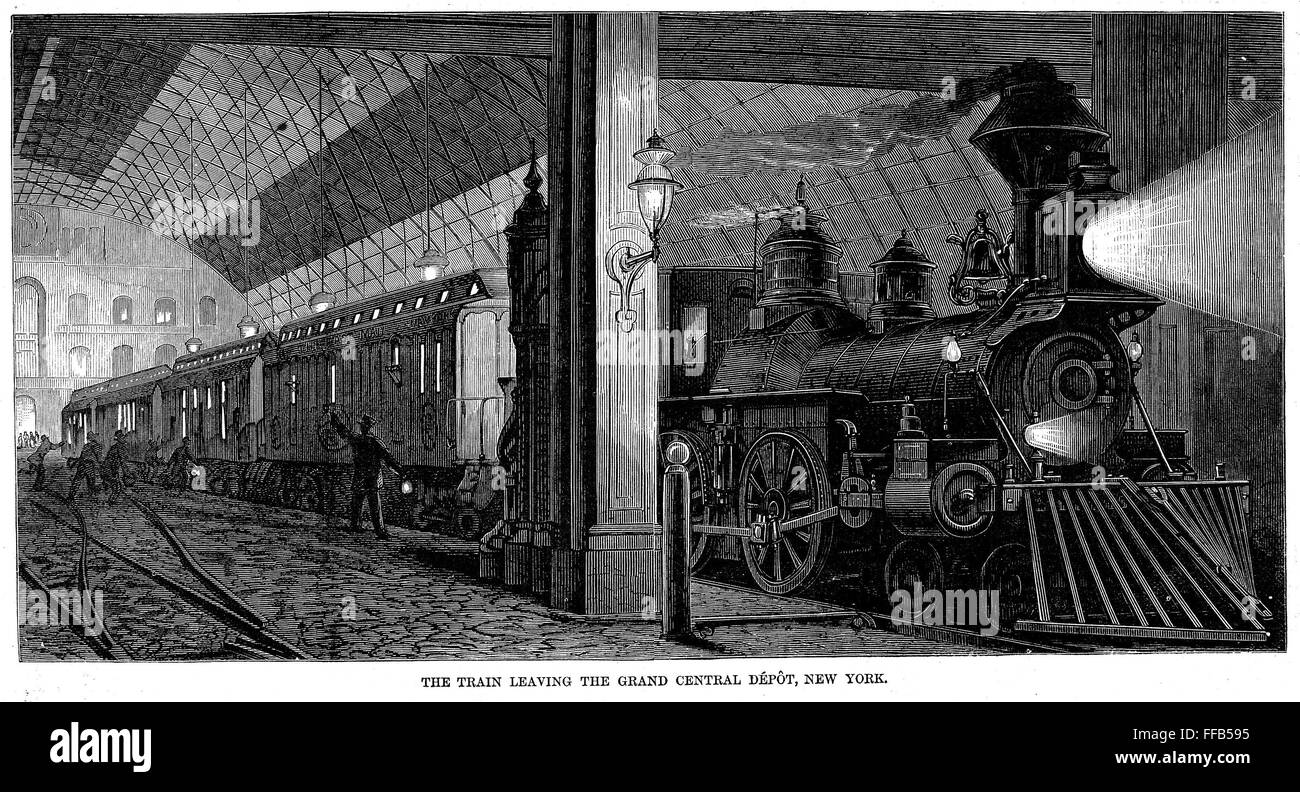 POSTAL SERVICE, 1875. /nThe 'Lightning Express' mail train leaving ...