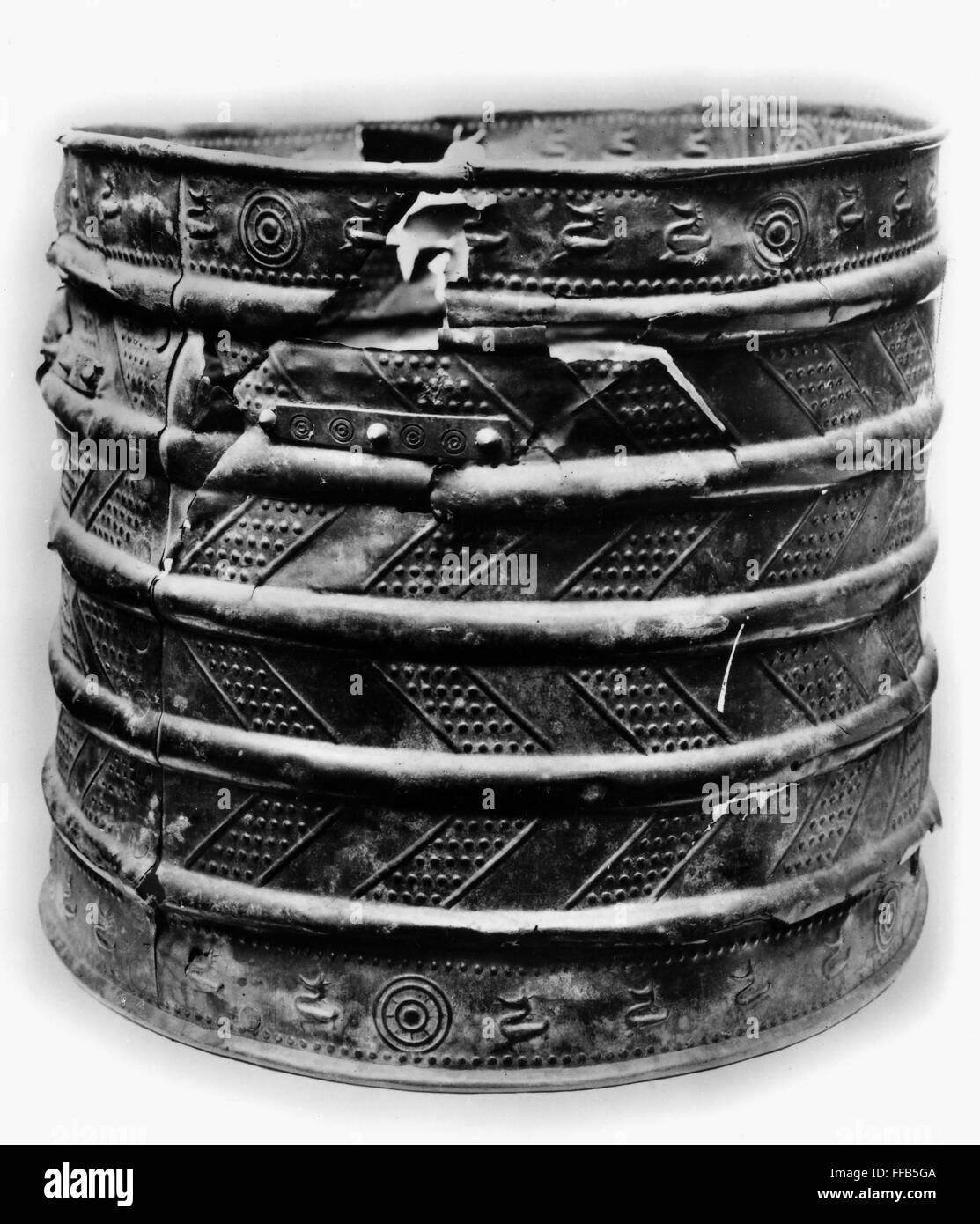 PREHISTORY: BUCKET. /nBronze bucket from the Early Iron Age cemetery at ...