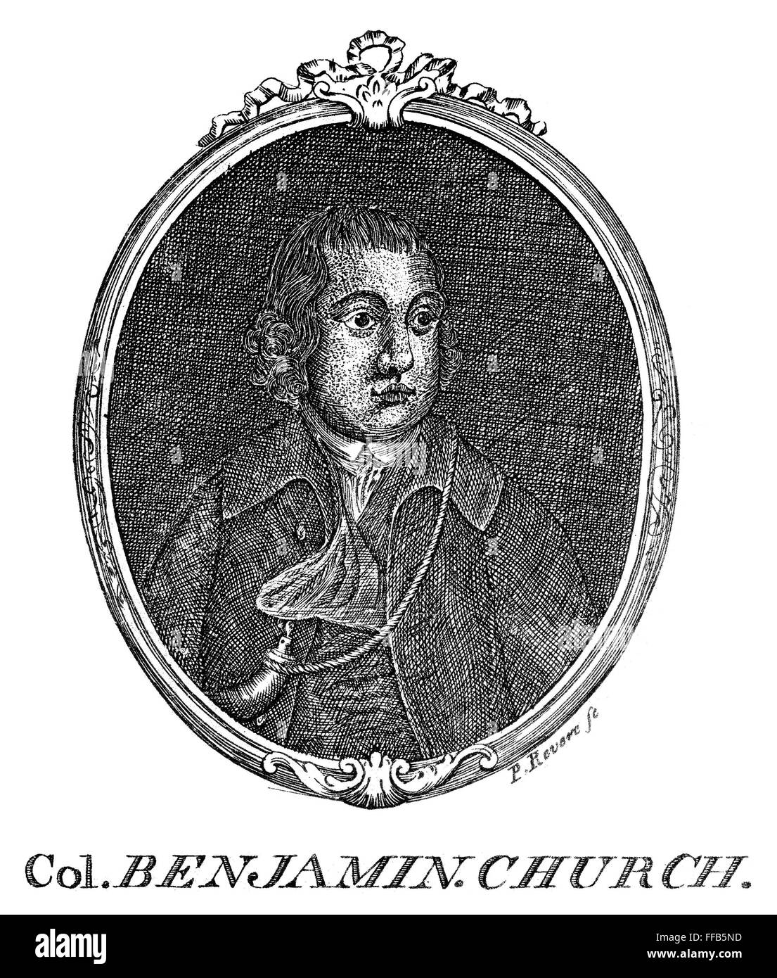 BENJAMIN CHURCH (1639-1718). /nColonial American soldier. Copper ...