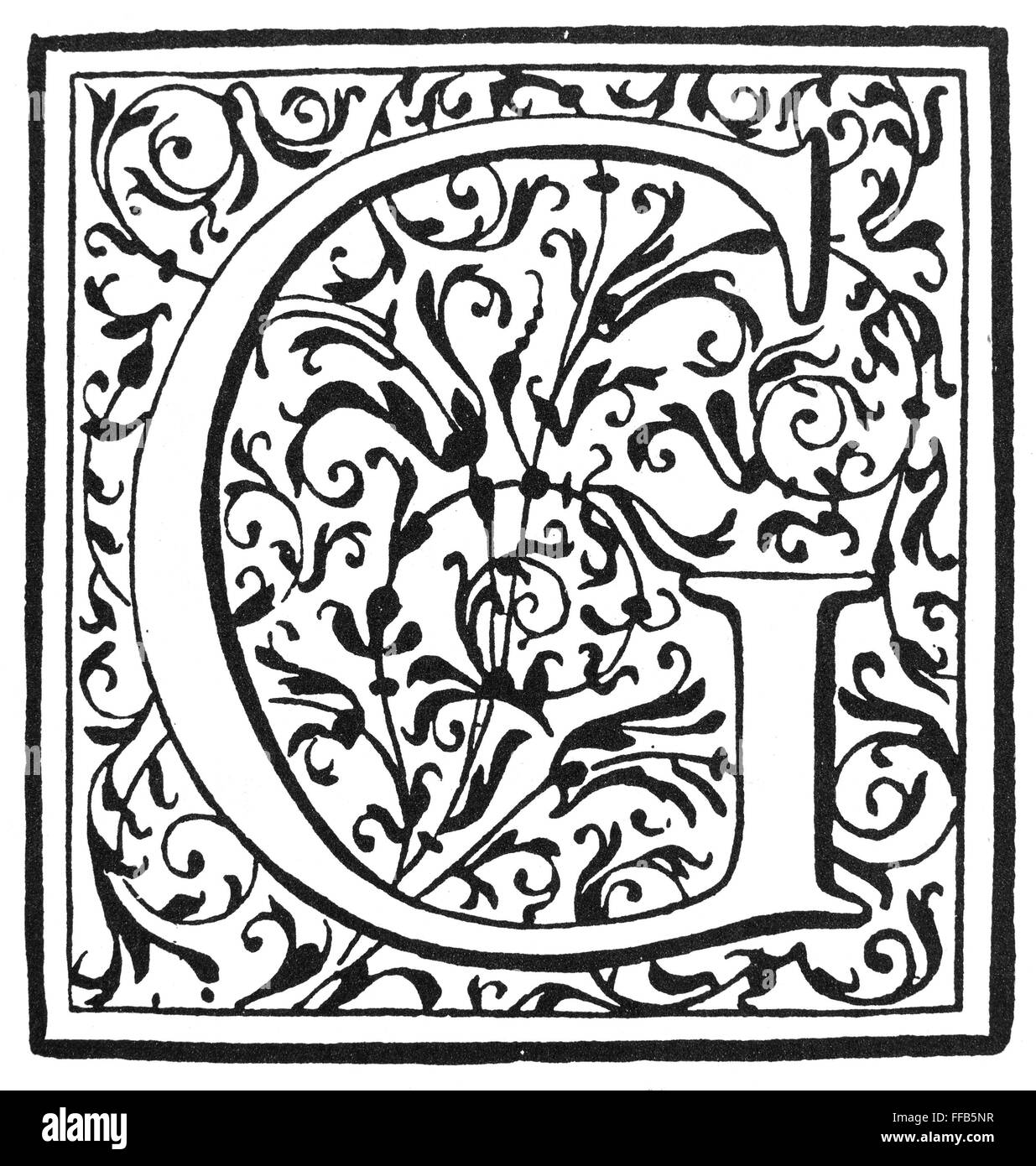 DECORATIVE INITIAL: G. /nWoodcut, c1600 Stock Photo - Alamy