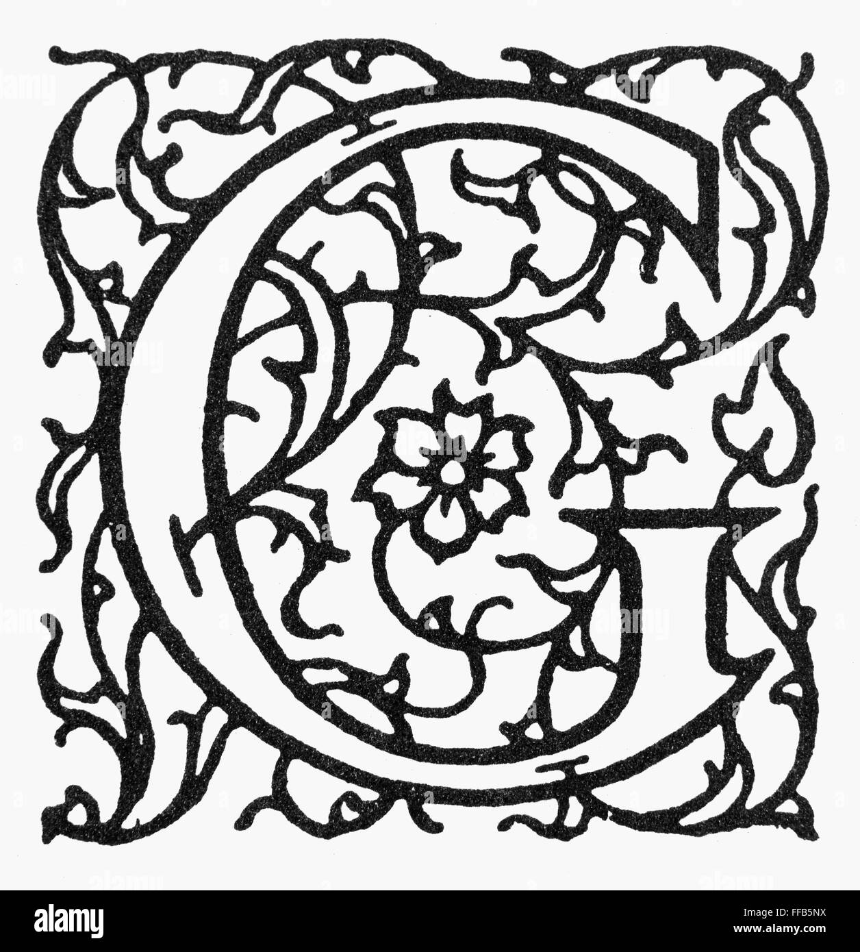 DECORATIVE INITIAL: G. /nEnglish, c1900 Stock Photo - Alamy