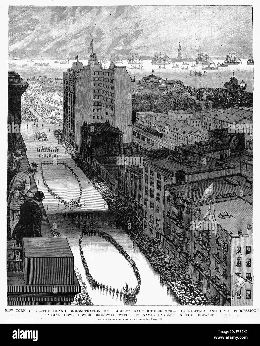 STATUE OF LIBERTY, 1886. /nGrand parade on Broadway on the dedication ...