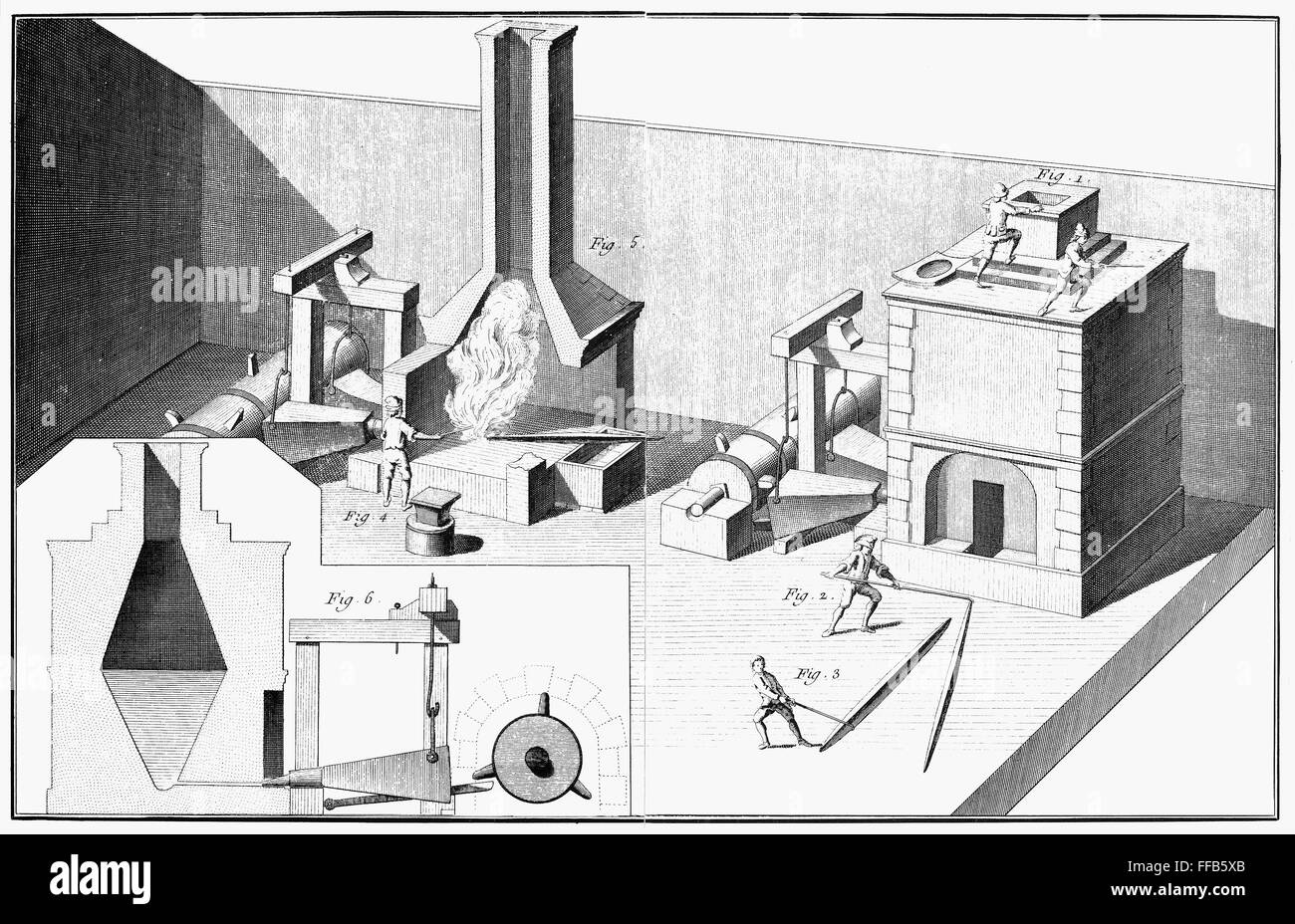 FRANCE: IRON FURNACE. /nCrude iron being melted in a furnace, which ...