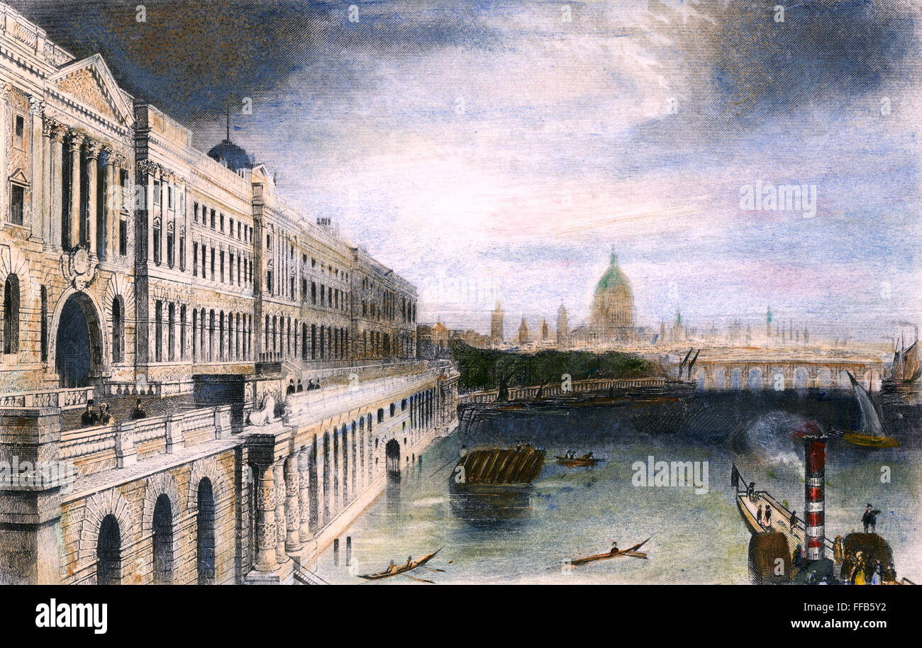 ENGLAND: LONDON, 1852. /nA view of Somerset House, London, England ...