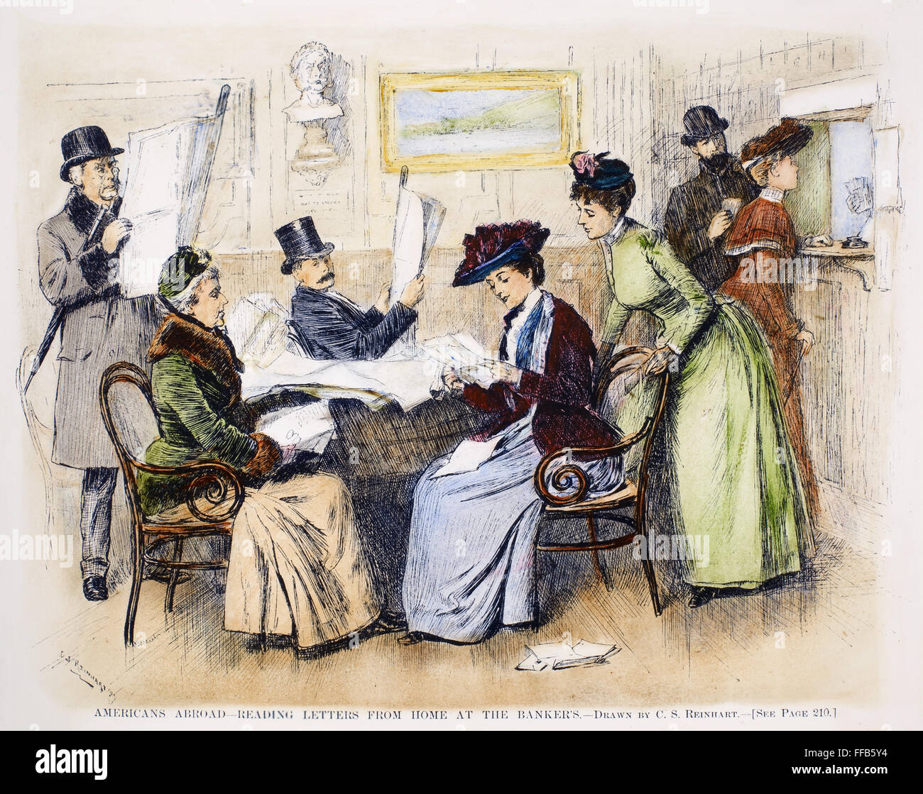 READING LETTERS, 1890. /nAmerican tourists reading newspapers and ...