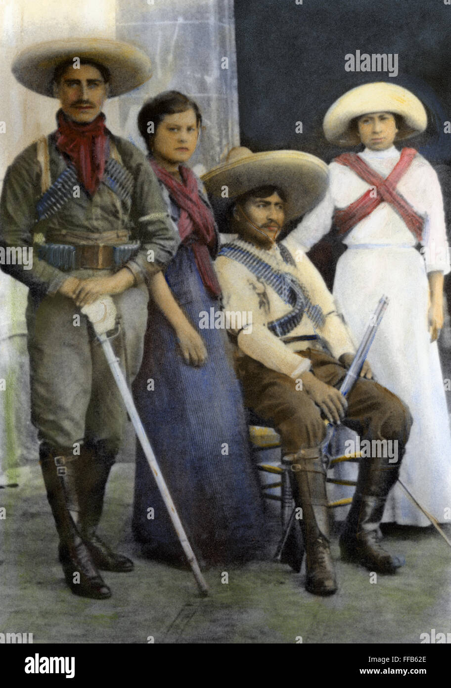 MEXICAN REVOLUTIONARIES. /nTwo Mexican revolutionary couples. Oil over ...