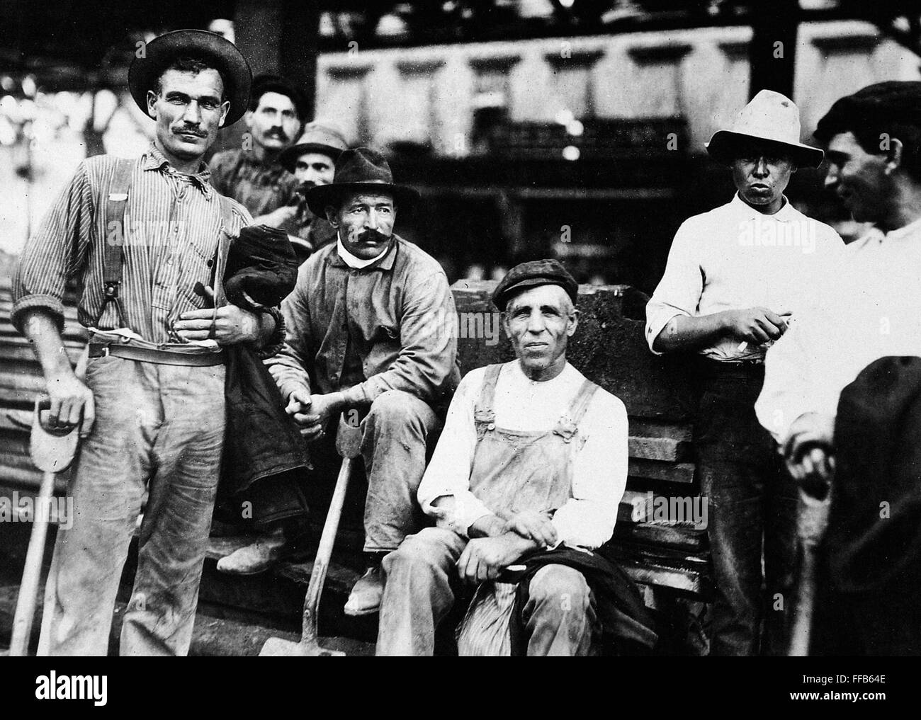 IMMIGRANT LABOR, 1910. /nA group of Italian immigrant street ...
