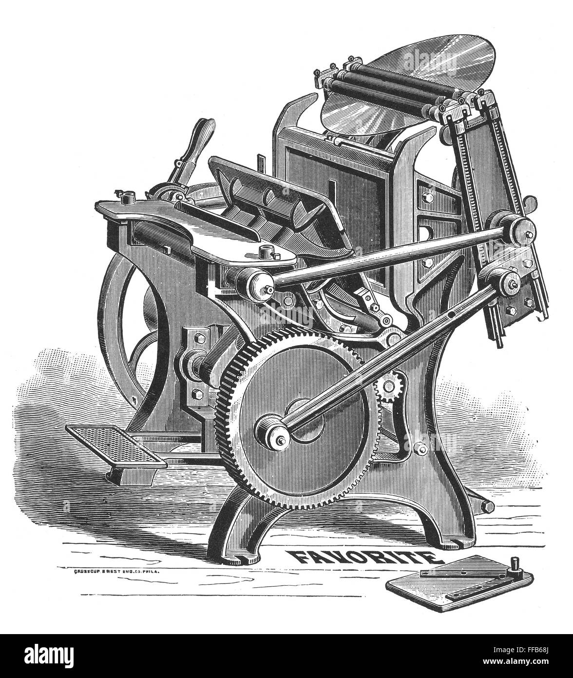 PRINTING, 19th CENTURY. /nPrinting press. Wood engraving, 19th century ...