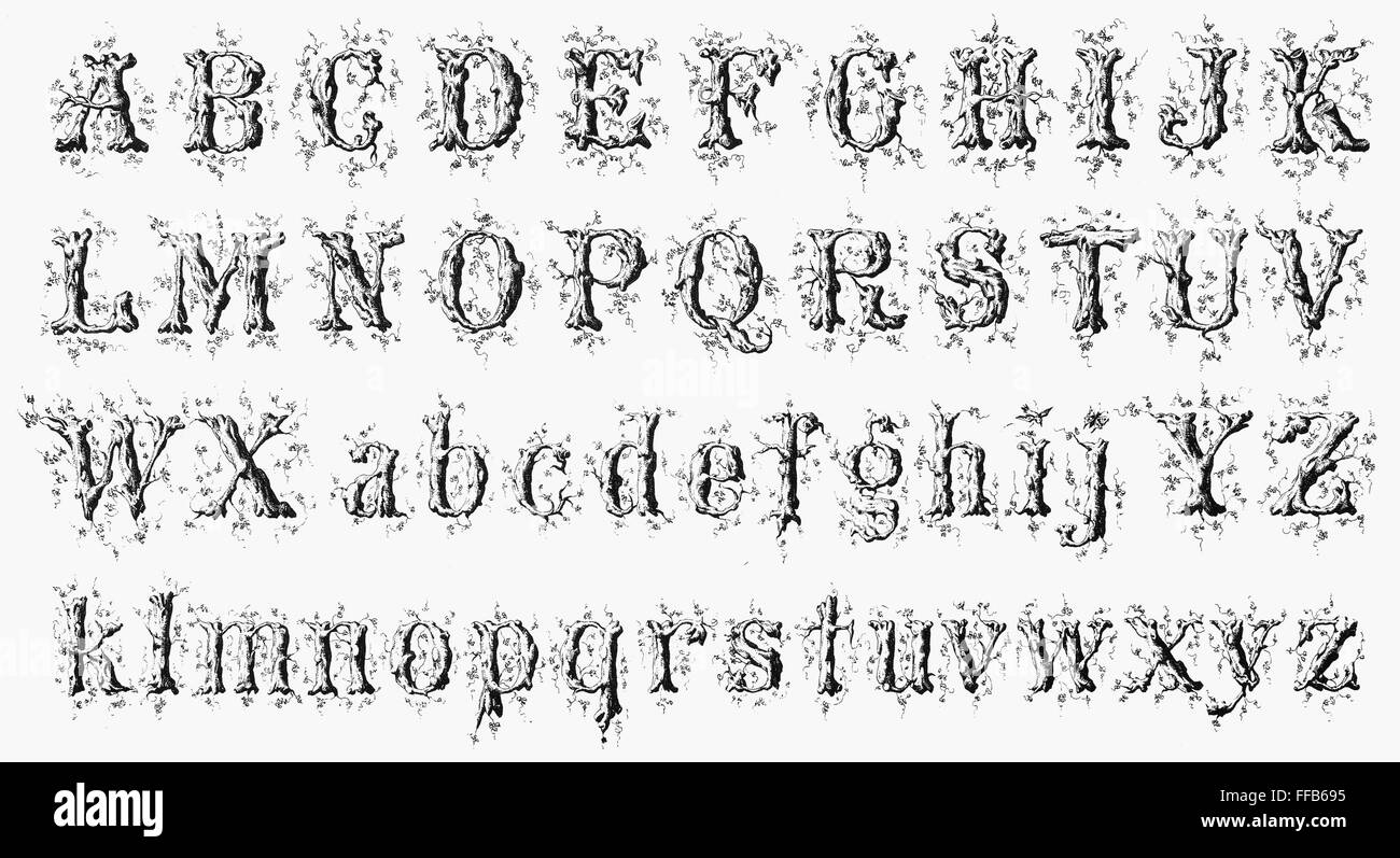 ALPHABET, 19th CENTURY. /nRustic style, late 19th century Stock Photo ...