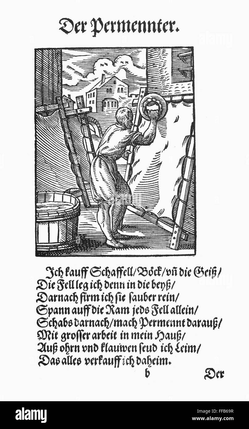 PARCHMENT MAKER, 1568. /n'The Parchment Maker places sheep and goat ...