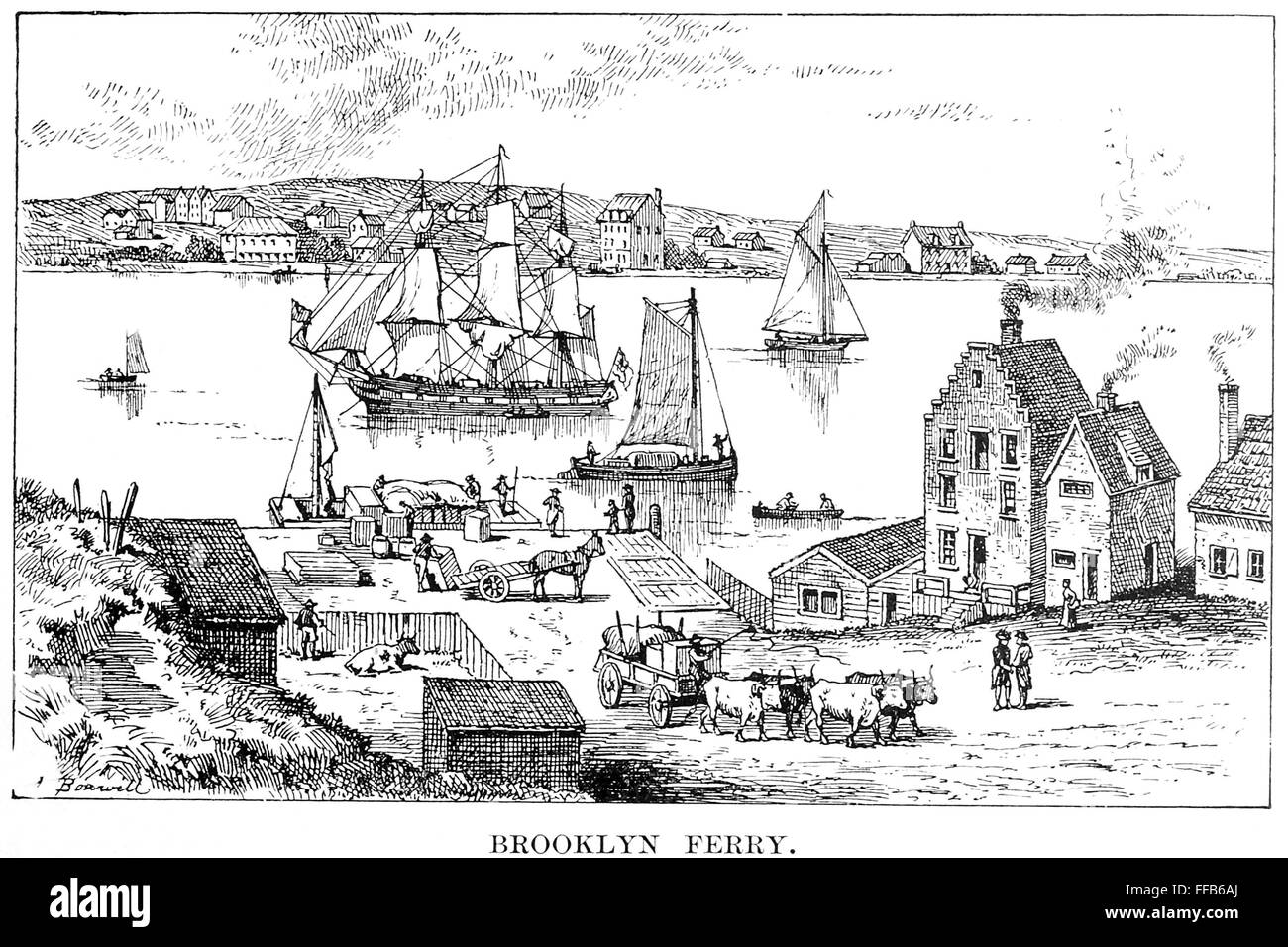 BROOKLYN FERRY, c1765. /nThe Brooklyn Ferry in the mid-18th century ...