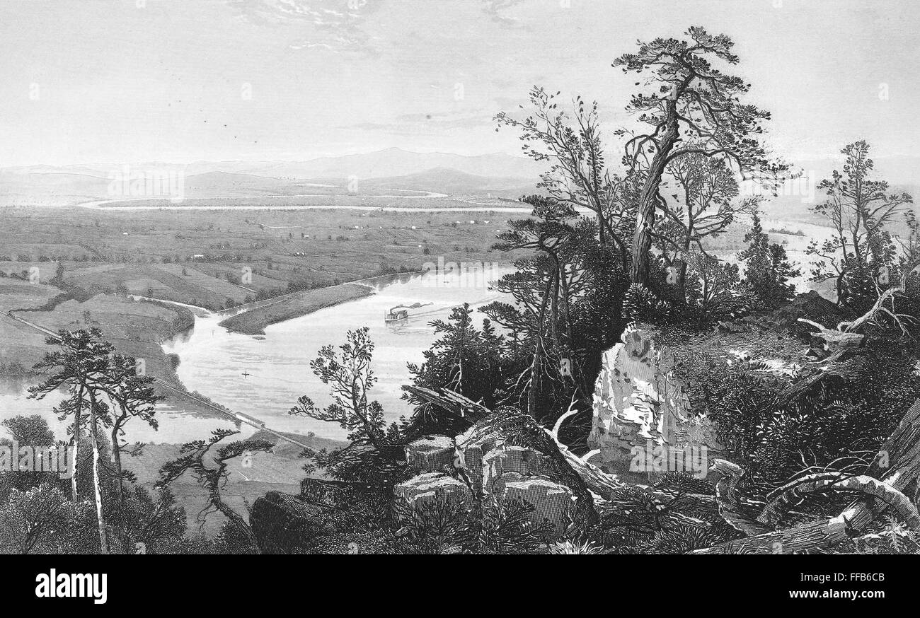 CONNECTICUT RIVER, 1874. /nConnecticut River Valley from Mount Tom ...