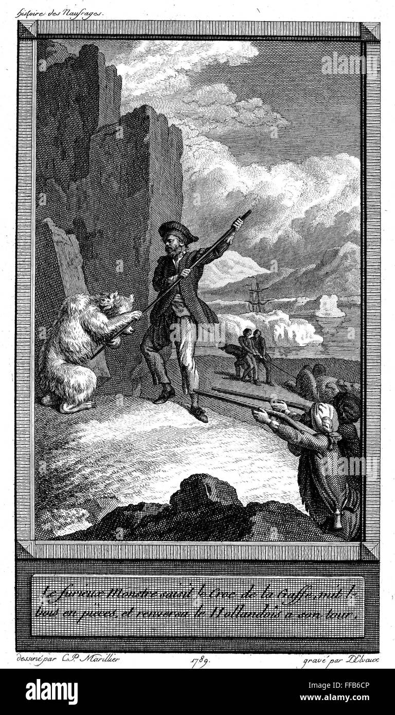 POLAR BEAR & FISHERMEN. /nAn encounter between a polar bear and a ...