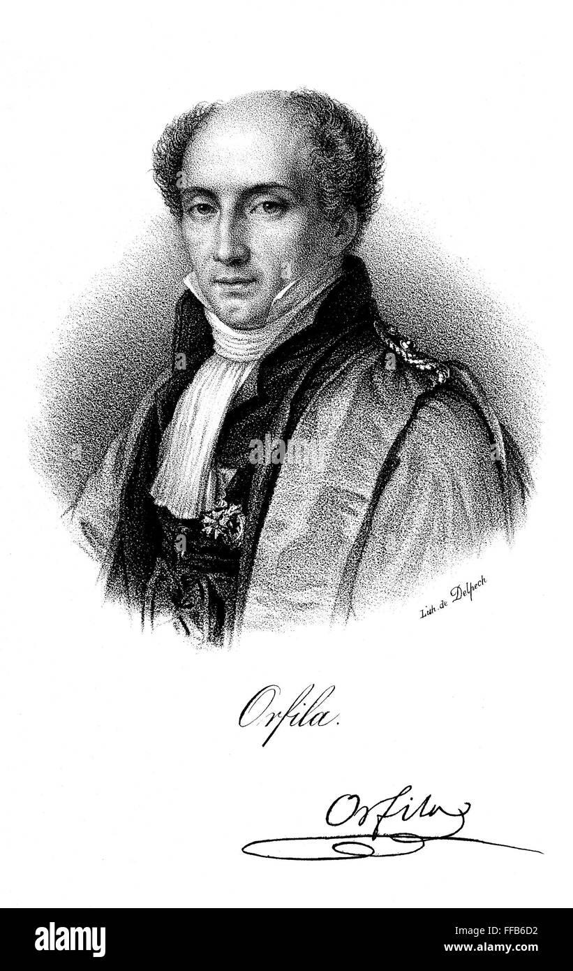 MATTHIEU ORFILA (1787-1853). /nFrench chemist. Lithograph, French, 19th ...