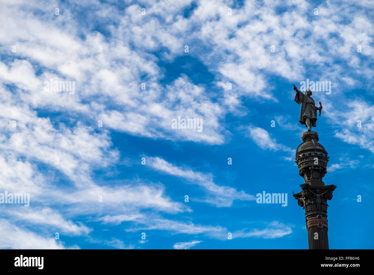 Monumento a Colón, Columbus Monument, Barcelona, Catalonia, Spain Stock ...
