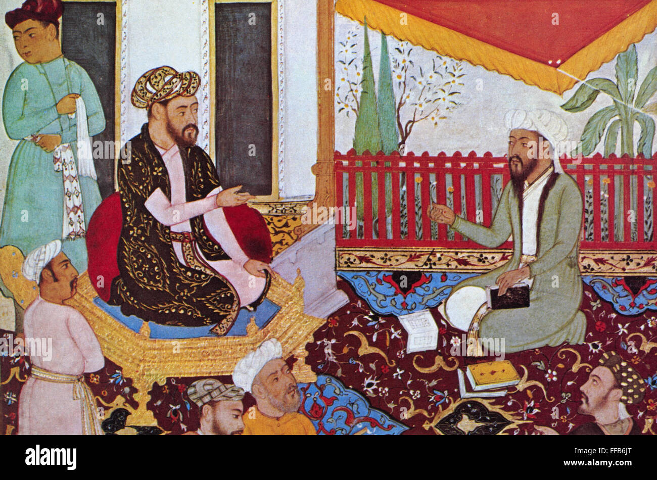 MANI (216-276). /nPersian religious leader. Mani (right) expounding his ...