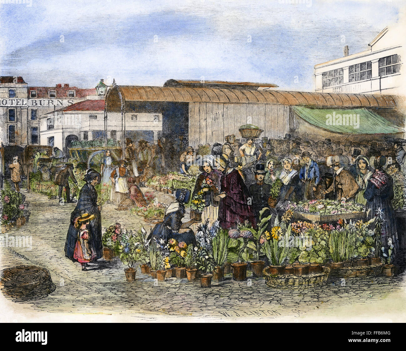 COVENT GARDEN, 1848. /nThe flower market at Covent Garden, London ...