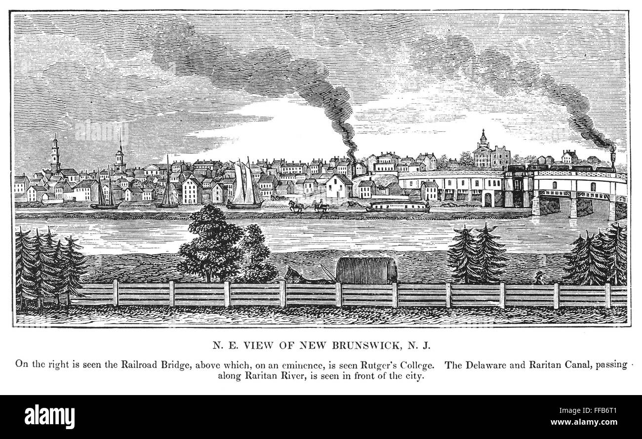 NEW BRUNSWICK, 1844. /nNortheast view of New Brunswick, New Jersey ...