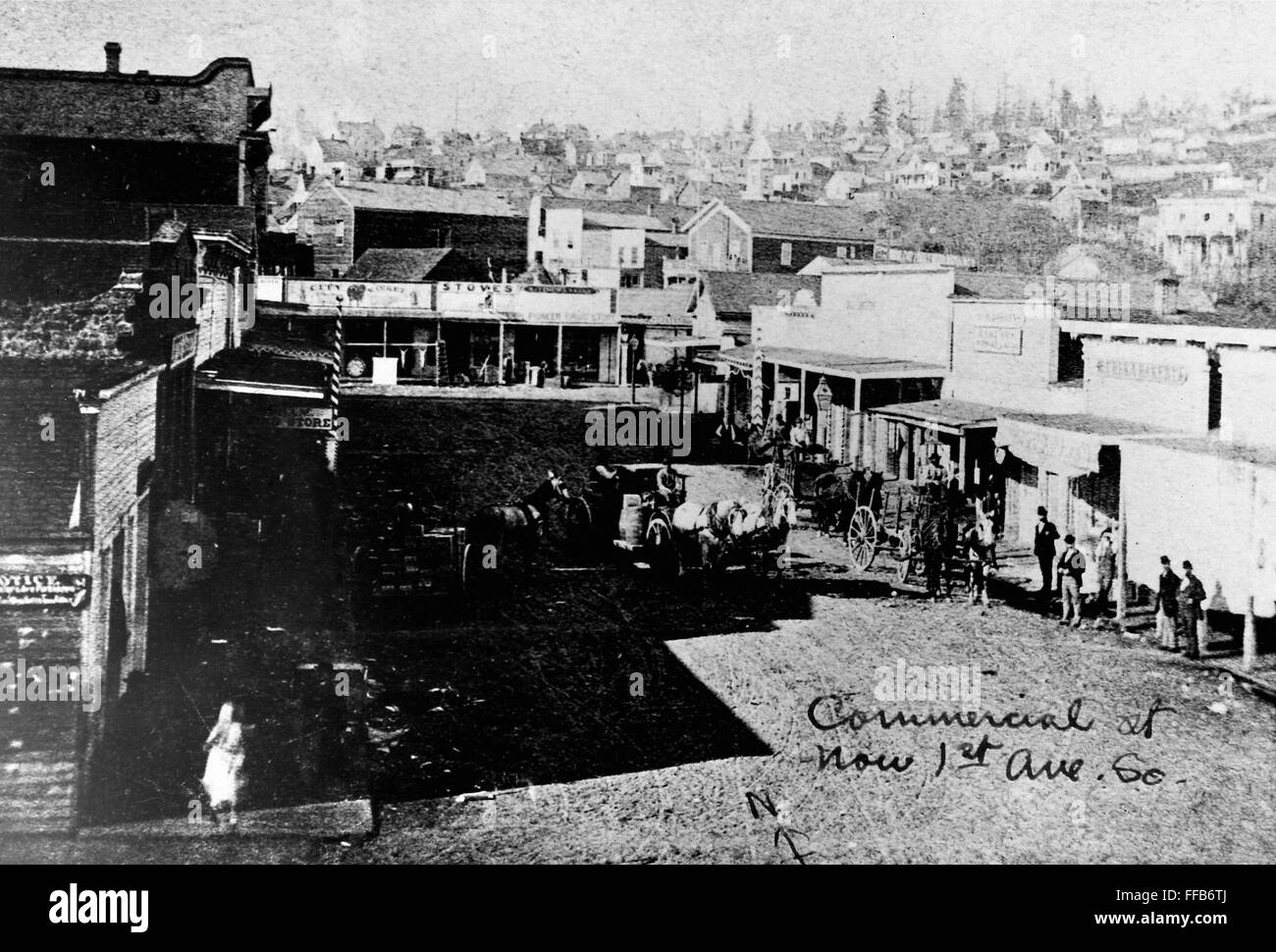 SEATTLE, WASHINGTON, 1880s. /nStreet scene in Seattle, Washington State ...