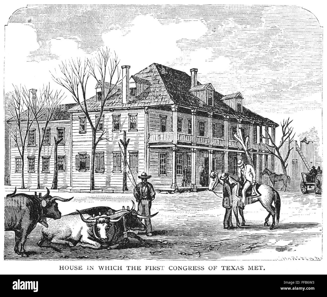 TEXAS CONGRESS, 1837. /nThe house in Houston, Texas, where the first ...