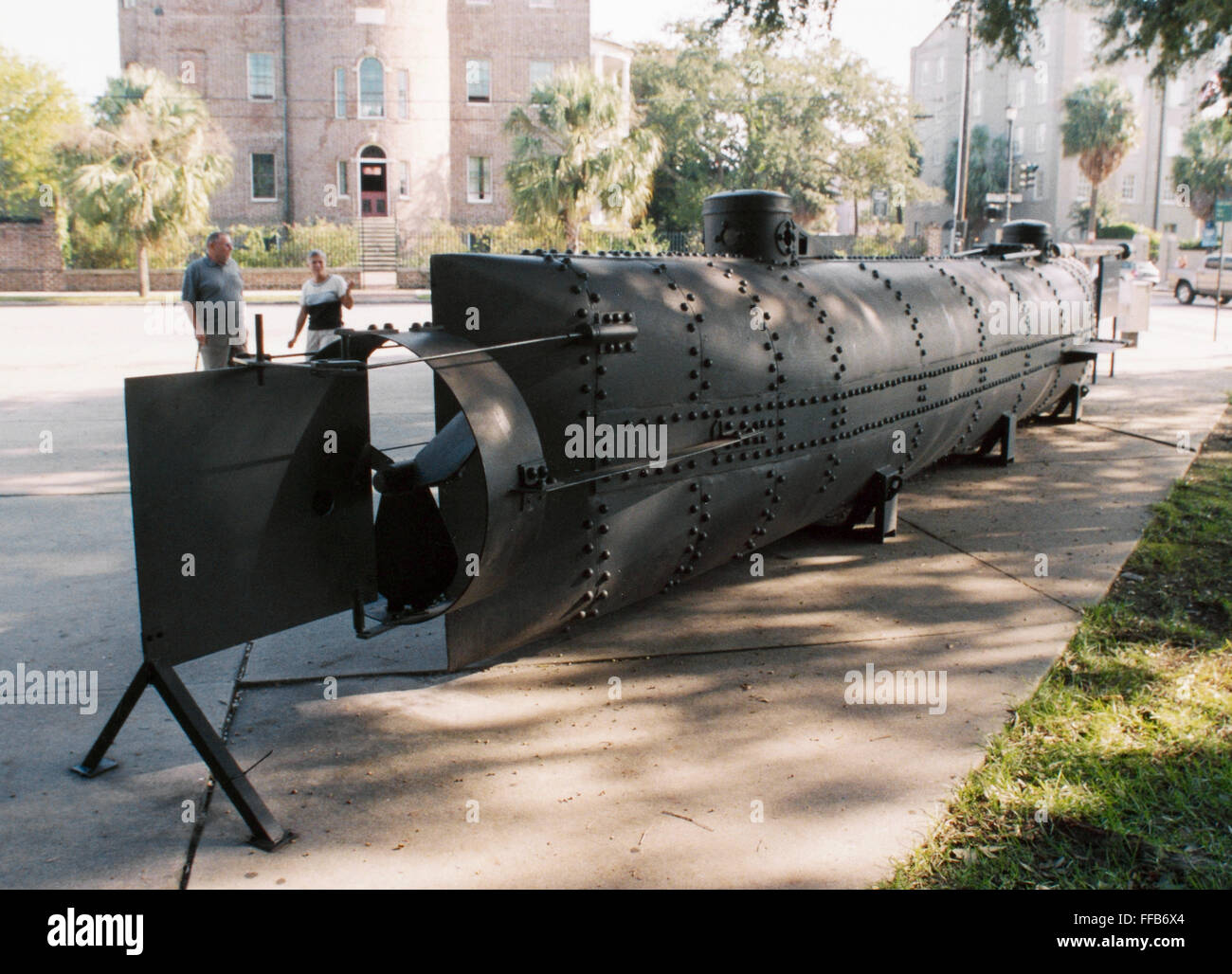 HUNLEY SUBMARINE: REPLICA. /nReplica of the Confederate submarine ...