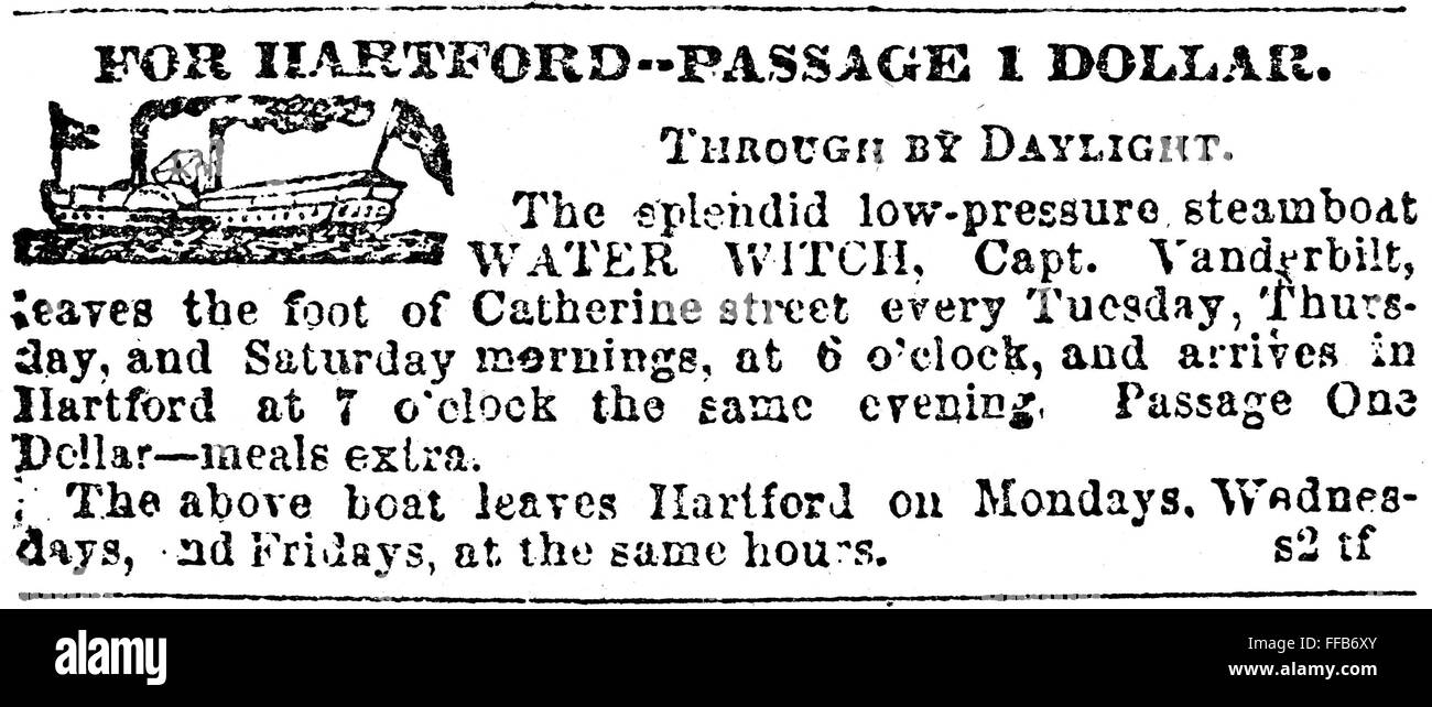 STEAMBOAT ADVERTISEMENT. /nAdvertisement for passage from New York to ...