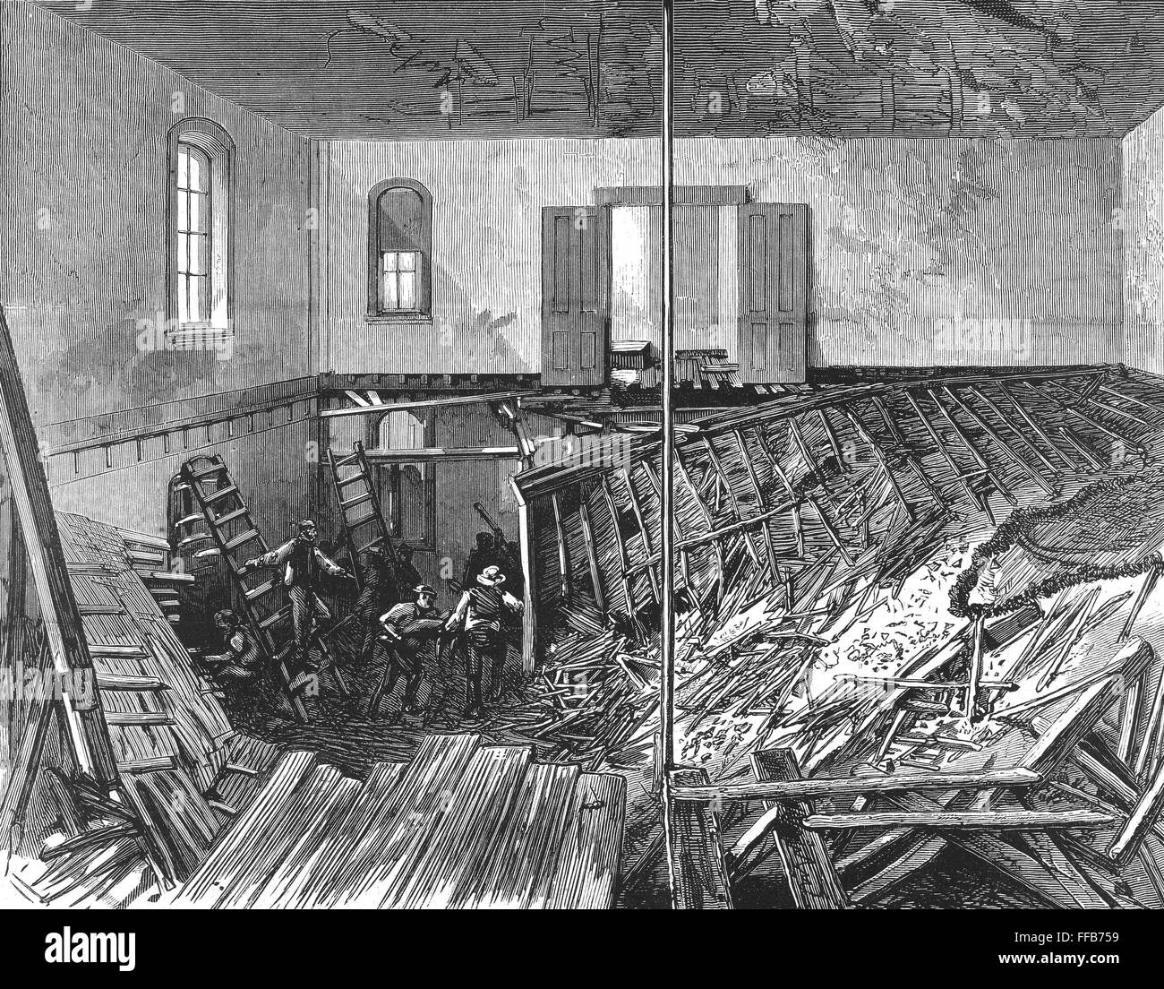 SYRACUSE: CHURCH, 1874. /nThe Central Baptist Church at Syracuse, New York, after its collapse ...
