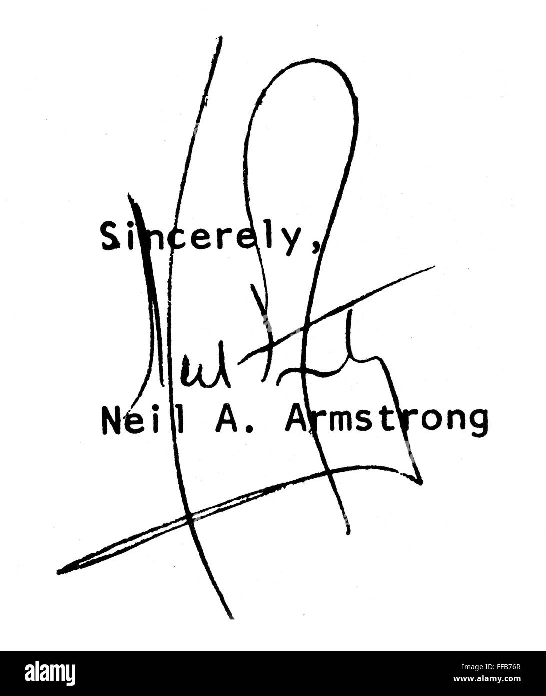 NEIL ARMSTRONG (1930- ). /nAmerican astronaut. Autograph signature ...