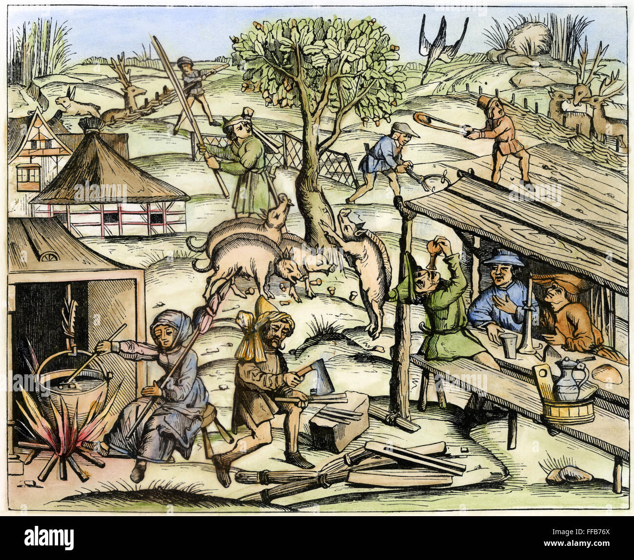 FRANCE: DAILY LIFE, 1517. /nCountry life. Woodcut, French, 1517 Stock ...