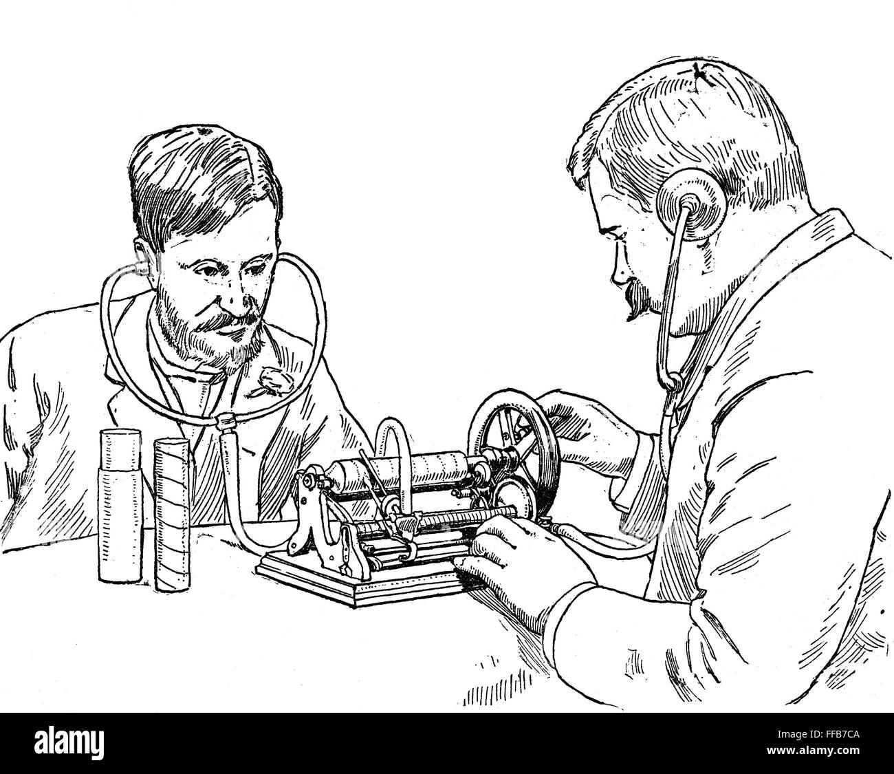 GRAPHOPHONE. /nListening to sound reproduction on a graphophone ...