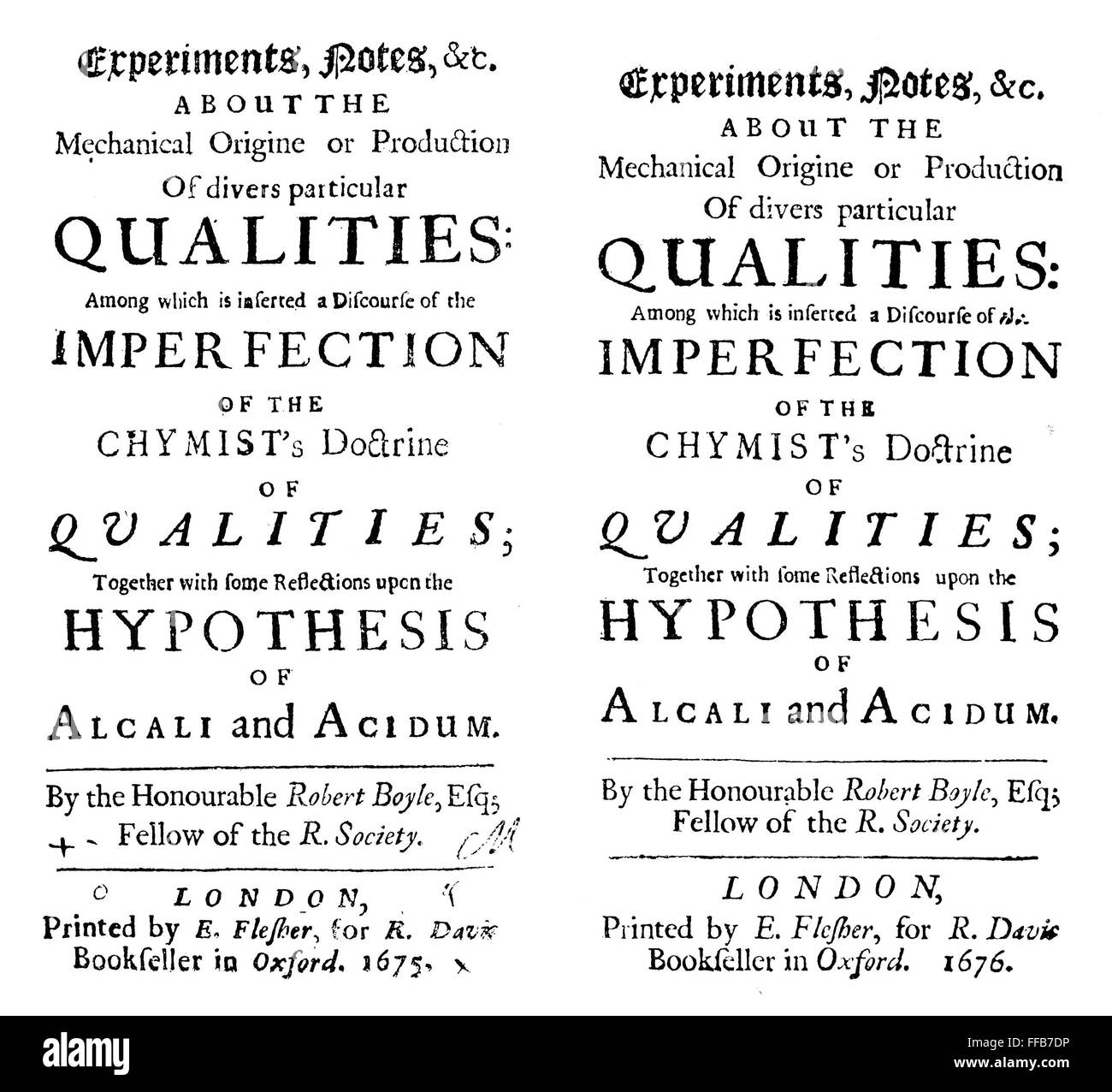 ROBERT BOYLE (1627-1691). /nEnglish chemist and physicist. Title page ...