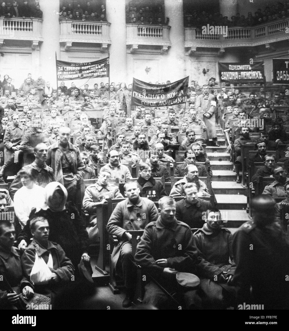 RUSSIAN REVOLUTION, 1917. /nMeeting of the soldiers' section of the ...