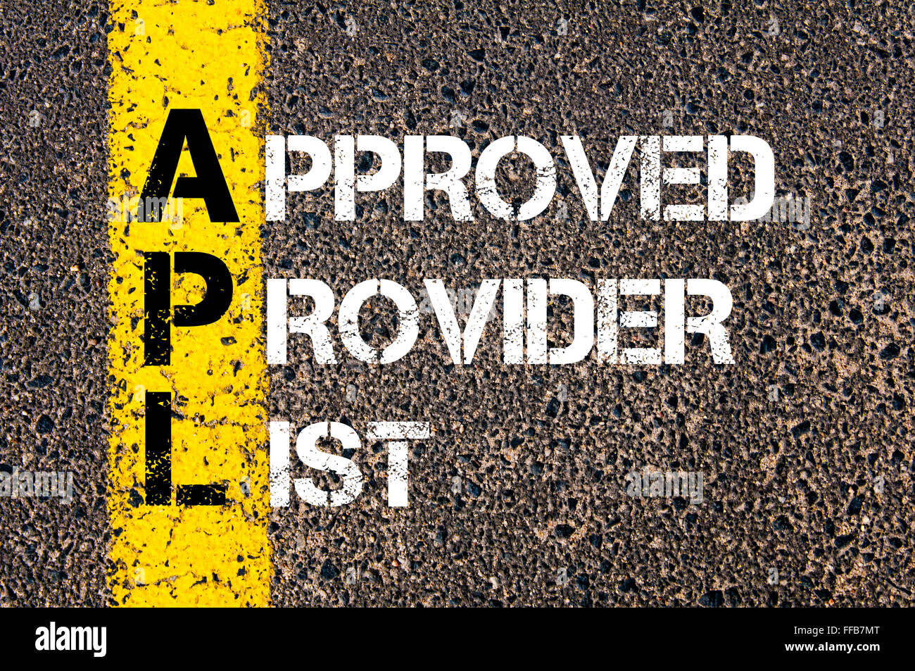 Concept image of Business Acronym APL Approved Provider List written ...