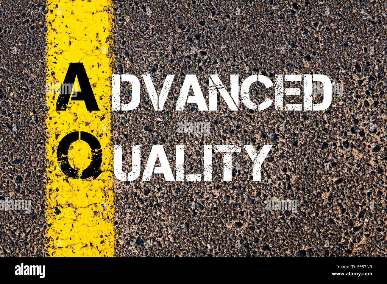 Concept image of Business Acronym AQ Advanced Quality written over road ...