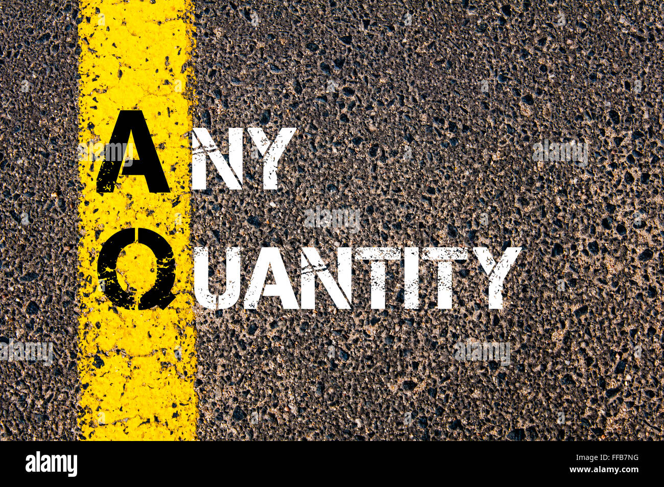 Concept image of Business Acronym AQ Any Quantity written over road ...