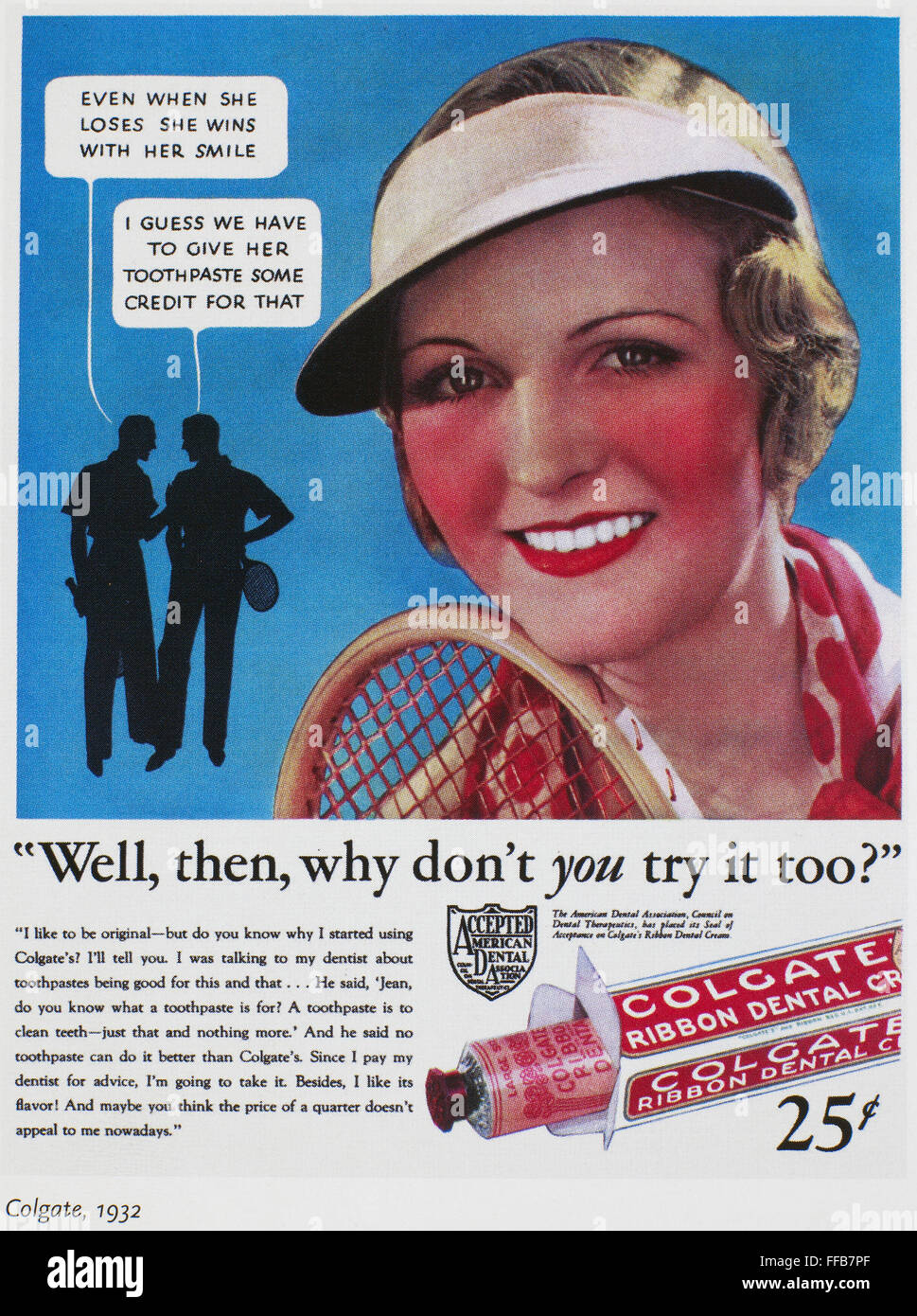 TOOTHPASTE AD, 1932. /nAmerican magazine advertisement, 1932, for ...