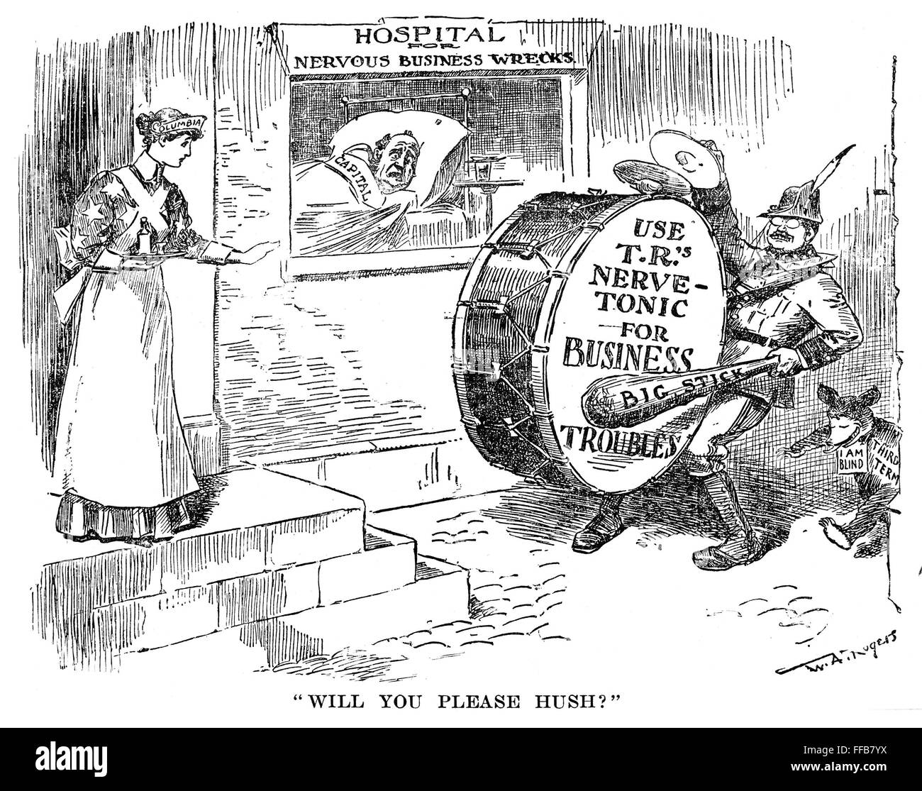 ROOSEVELT CARTOON, 1908. /nCartoon about President Theodore Roosevelt's ...
