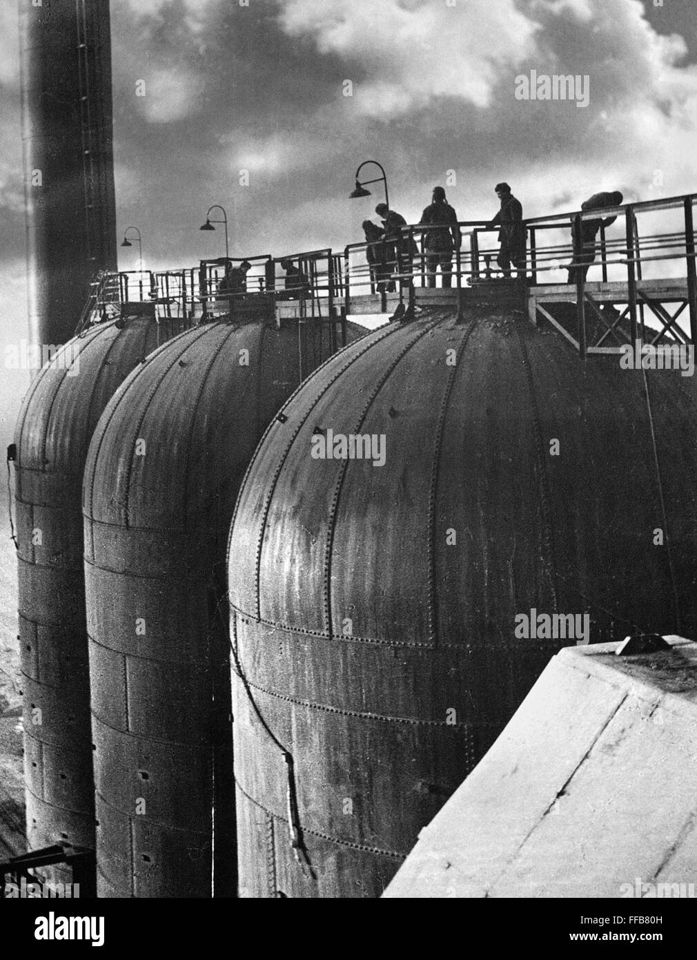 SOVIET STEEL WORKS, 1930s. /nA view of the blast furnaces at the iron ...