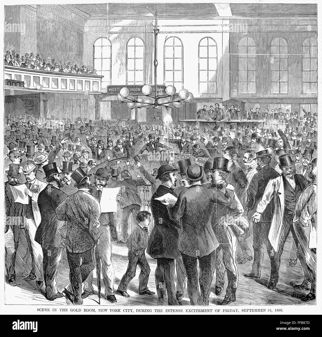 BANK PANIC, 1869. /nScene in the Gold Room during the Gold Panic of 24 ...