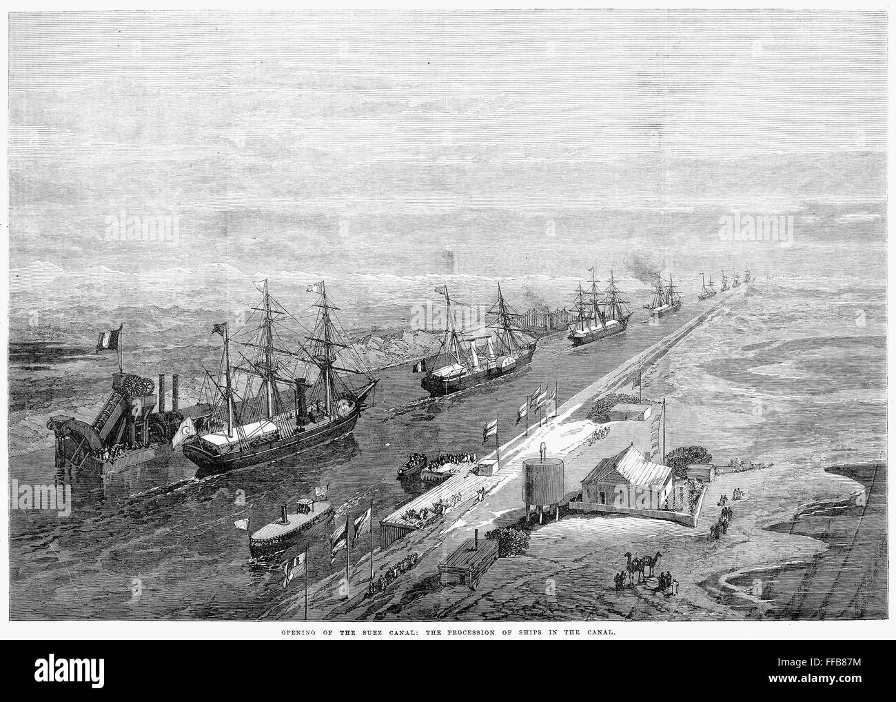 SUEZ CANAL: OPENING, 1869. /nThe procession of ships into the Suez ... SUEZ CANAL: OPENING, 1869. /nThe procession of ships into the Suez ...